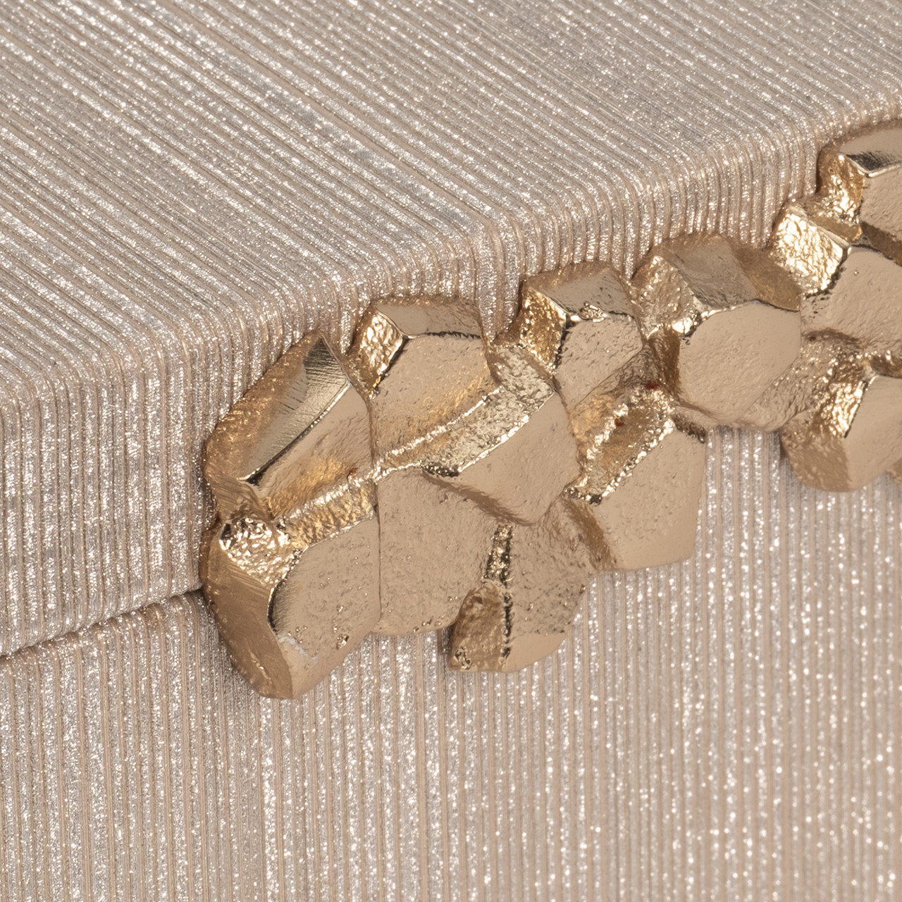 Faux Leather, 12" Shimmer Box, Champagne | Sagebrook Home