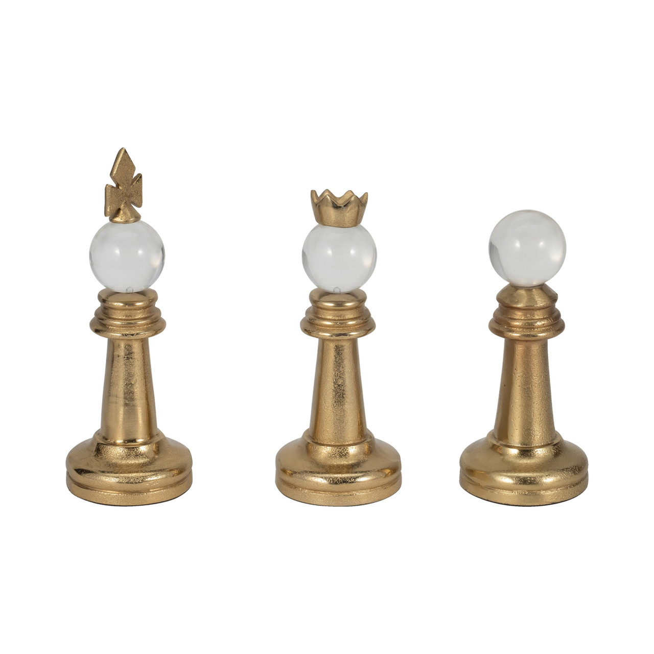 S/3 8/9/10" Turin Gold Chess Pieces | Sagebrook Home