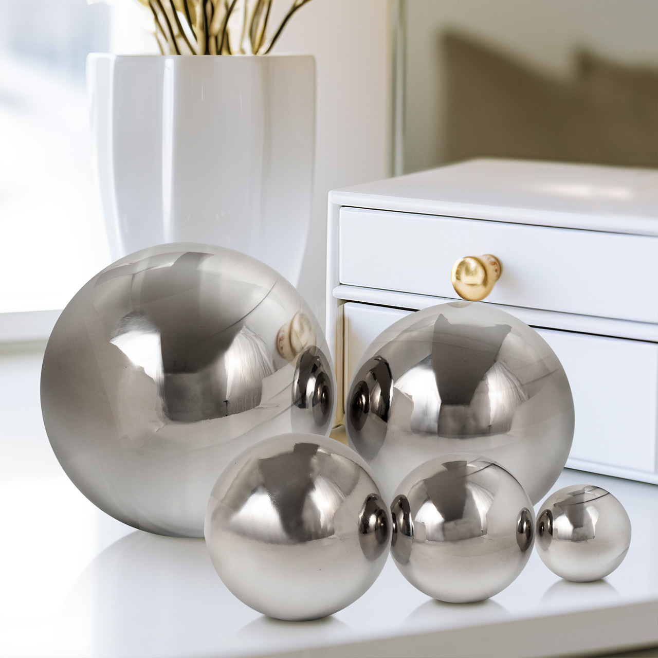 S/5 2/3/4/5/6" Adagio Steel Spheres Deco Balls, | Sagebrook Home