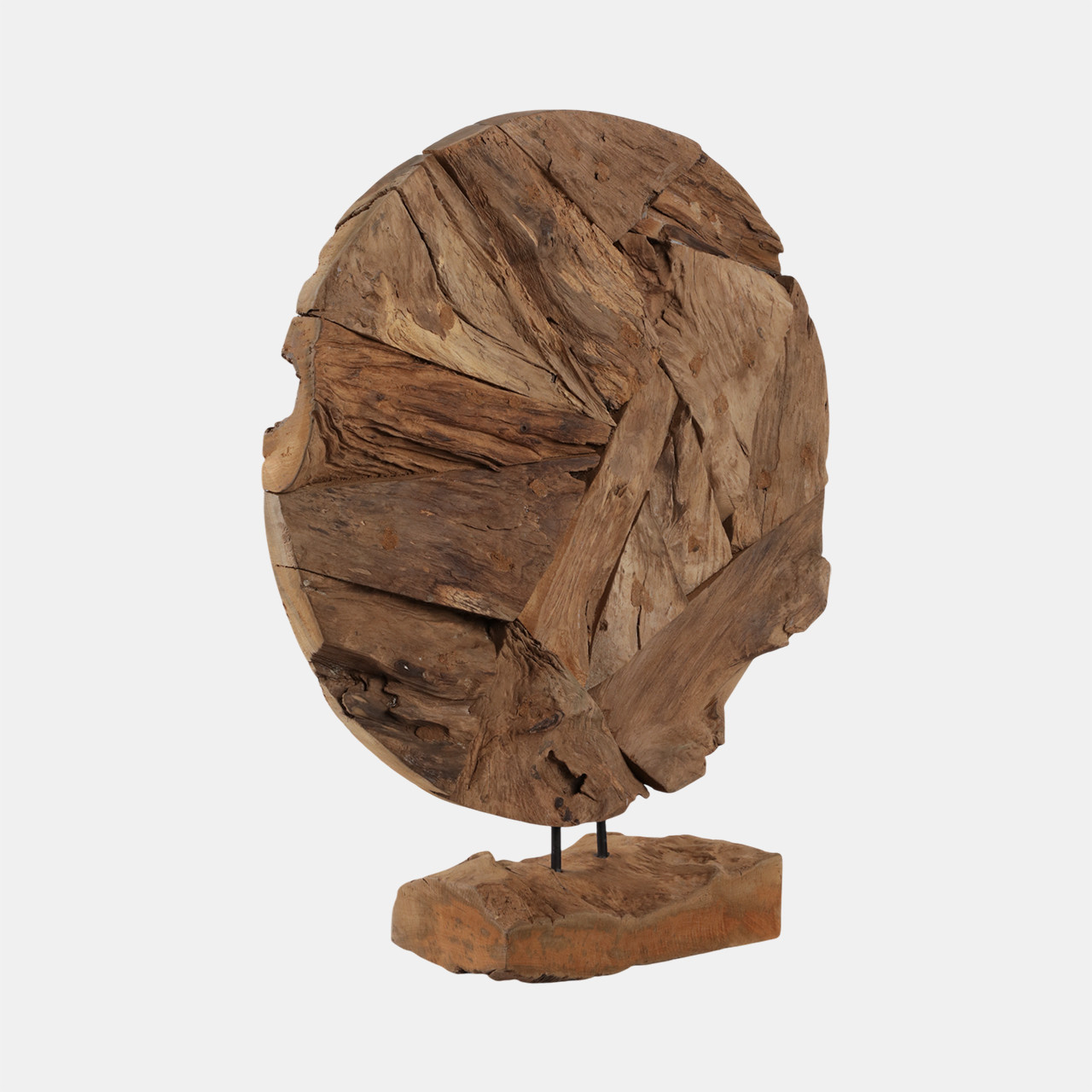 24" Teak Wood Disc On Stand, Natural | Sagebrook Home