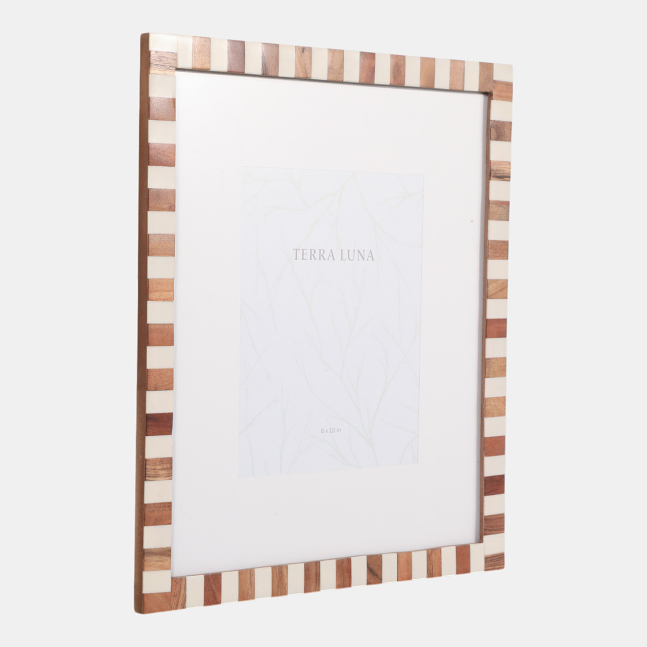 8x10" Matted Photo Frame Wood Inlay, Natural/ivory | Sagebrook Home