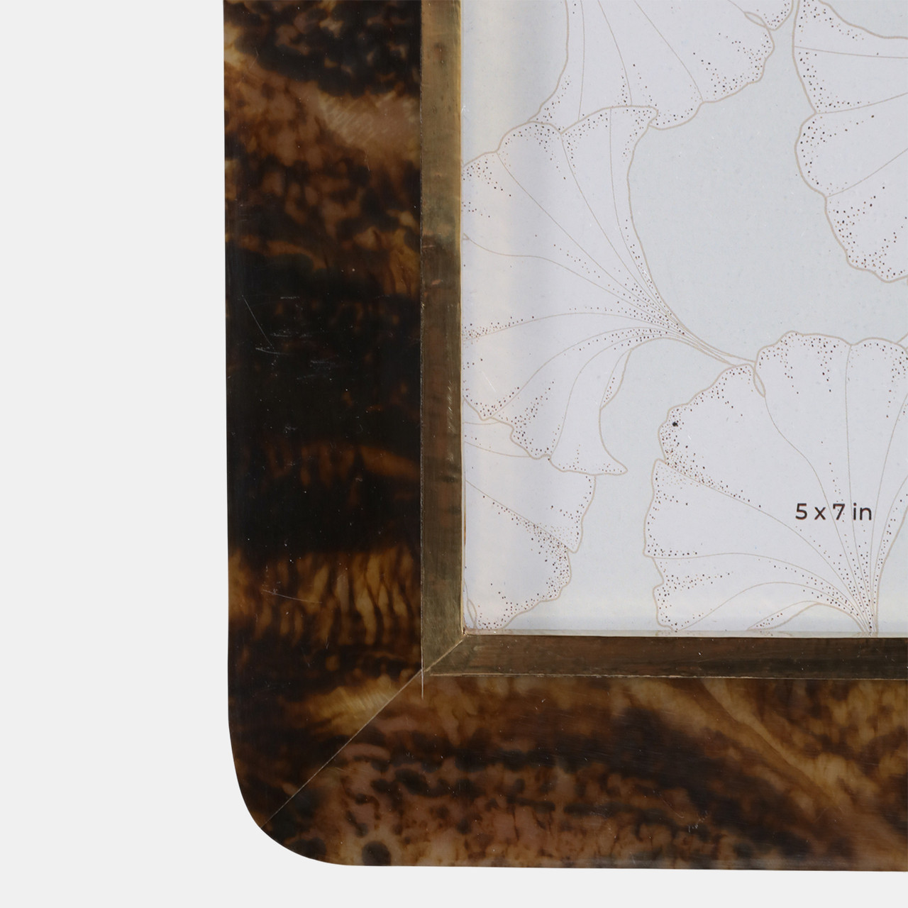 5x7" Brass Border Tortoise Look Photo Frame, Brown | Sagebrook Home