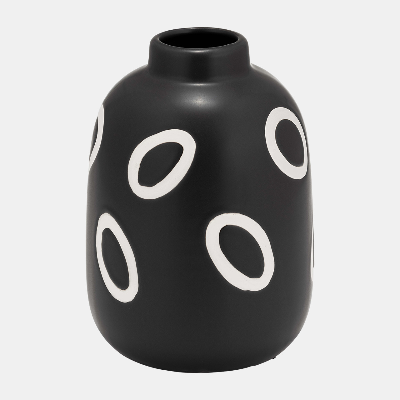 Cer, 6" Funky Bulbous Vase, Ivory/black | Sagebrook Home