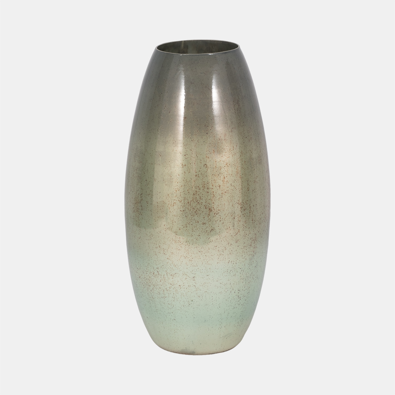 24" Curved Glass Vase Green Mercury Ombre, Multi | Sagebrook Home