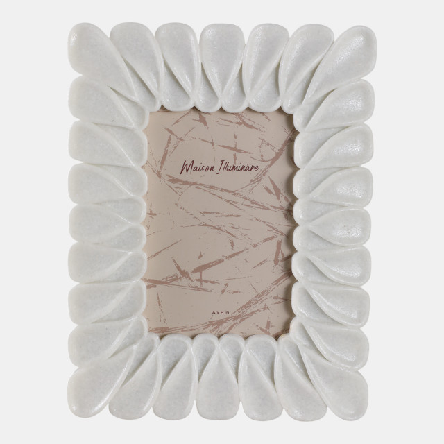 5x7" Loopy Quartz Resin Photo Frame, White | Sagebrook Home