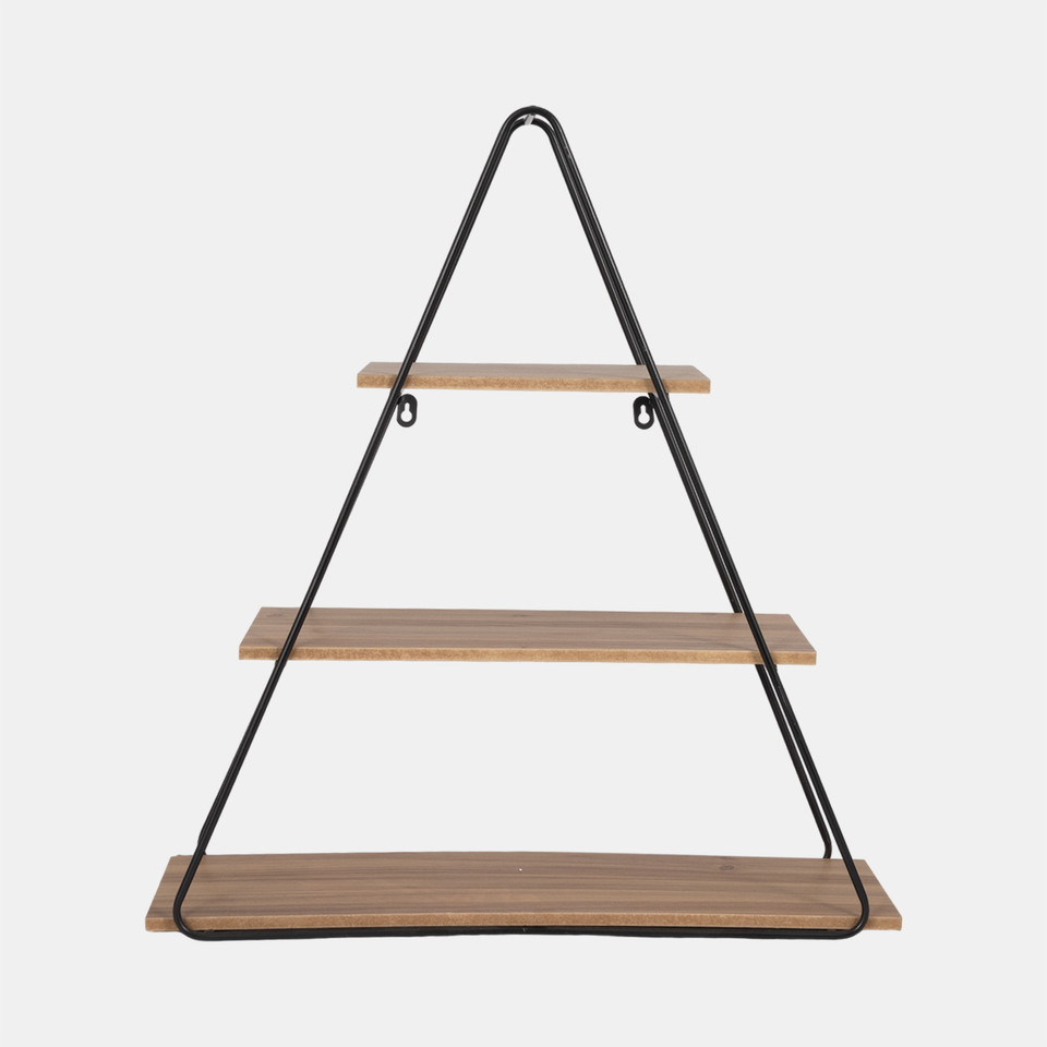 Metal/wood 20" Triangle Wall Shelf, Brown | Sagebrook Home