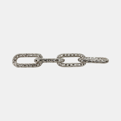 25x4" Pierced Metal 4-chain Link Object, Silver | Sagebrook Home