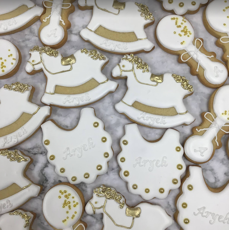 Assorted Baby Themed Icing Cookies 9x13 Gift Platter| Elegant Desserts NY