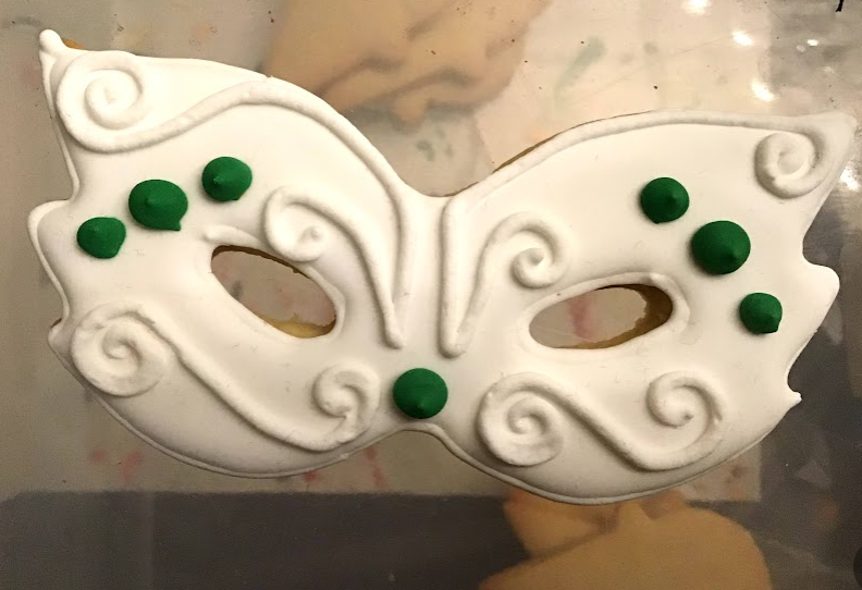 Mask Green and White Icing Cookies 9x13 Gift Platter| Elegant Desserts NY