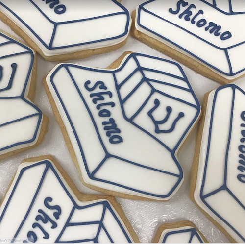 tefillin blue Icing Cookies 9x13 Gift Platter| Elegant Desserts NY