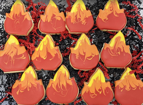 fire flame icing Cookies 9x13 Gift Platter| Elegant Desserts NY