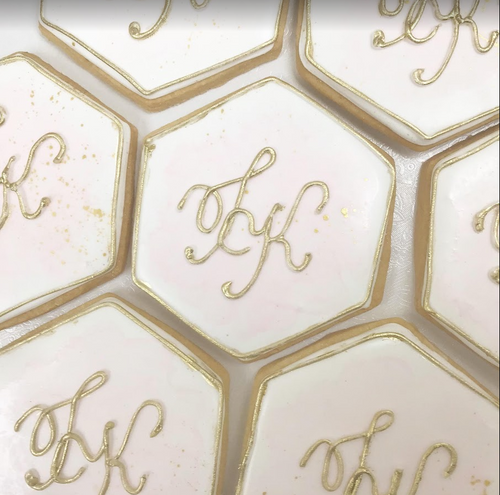 Hexagon Initial icing Cookies 9x13 Gift Platter| Elegant Desserts NY