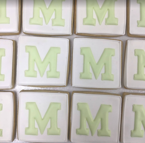 Monogram squares Mint Green Cookies 9x13 Gift Platter| Elegant Desserts NY