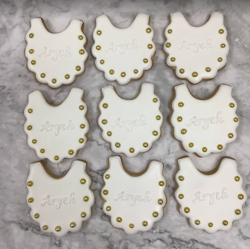 Baby Bib Icing Cookies 9x13 Gift Platter| Elegant Desserts NY