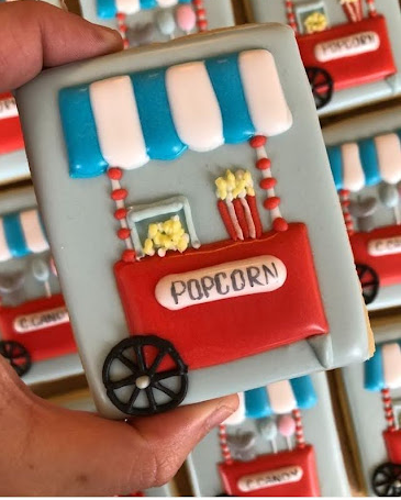 Popcorn Stand Icing Cookies 9x13 Gift Platter| Elegant Desserts NY