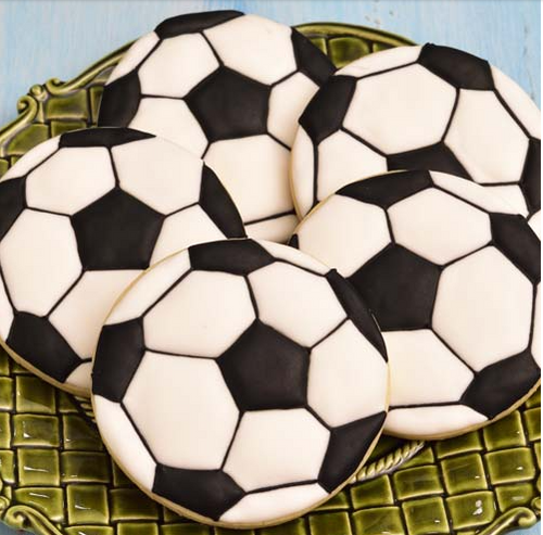 Soccer Ball Icing Cookies 9x13 Gift Platter| Elegant Desserts NY