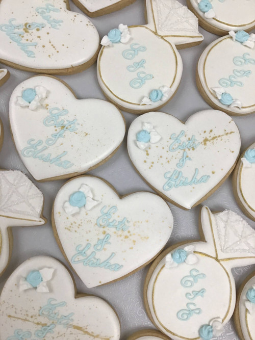 Engagement Light Blue and White Icing Cookies 9x13 Gift Platter ...