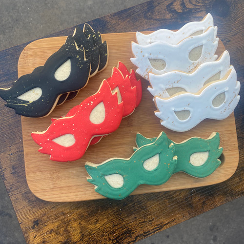 Masks Assorted with Splatter Icing Cookies 9x13 Gift Platter| Elegant ...