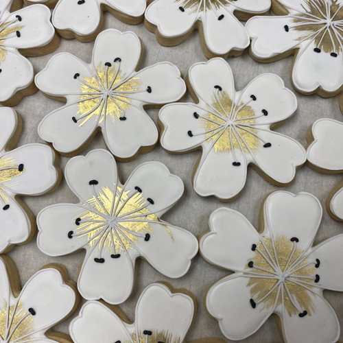 Gold Flower Icing Cookies 9x13 Gift Platter| Elegant Desserts NY