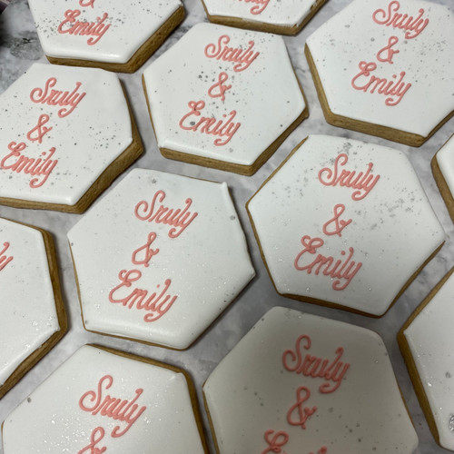 Custom Names Silver Splatter Hexagon Icing Sugar Cookie| Elegant ...