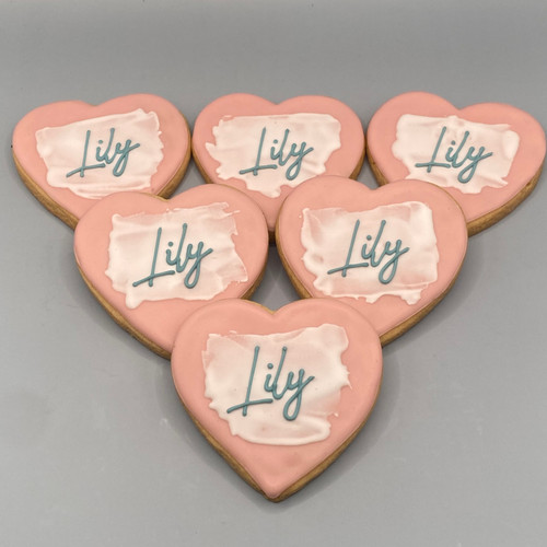 Custom Pink Heart and Pin Icing Sugar Cookie| Elegant Desserts NY