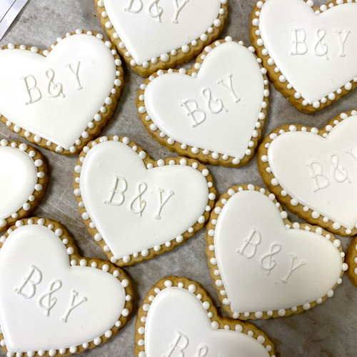 Custom Heart Initial icing Cookies 9x13 Gift Platter| Elegant Desserts NY
