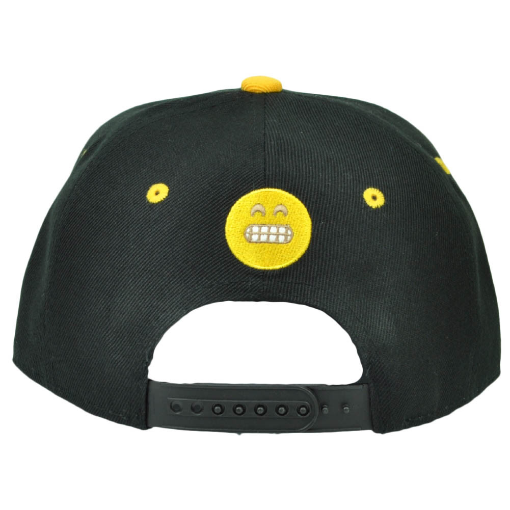 Emoji Grinning Smile Face Emoticons Text Symbol Snapback Hat Cap Flat ...