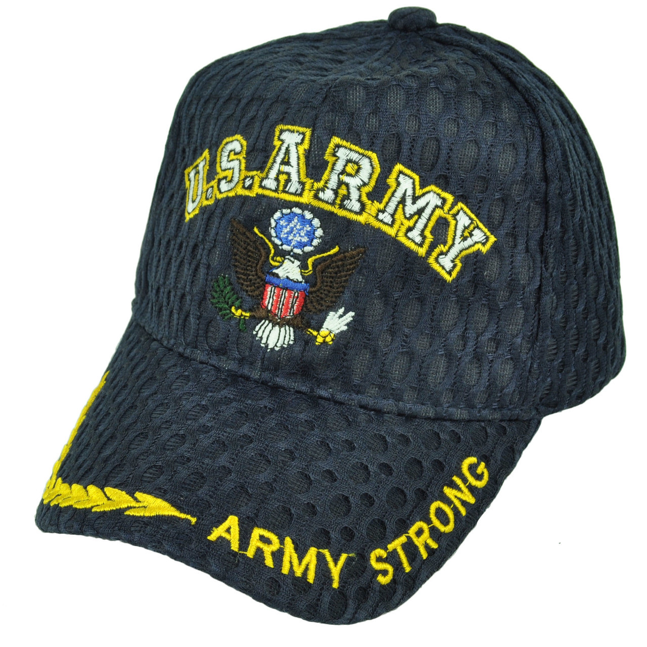 U.S Army Strong Military Breathable Navy Blue Hat Cap Adjustable ...
