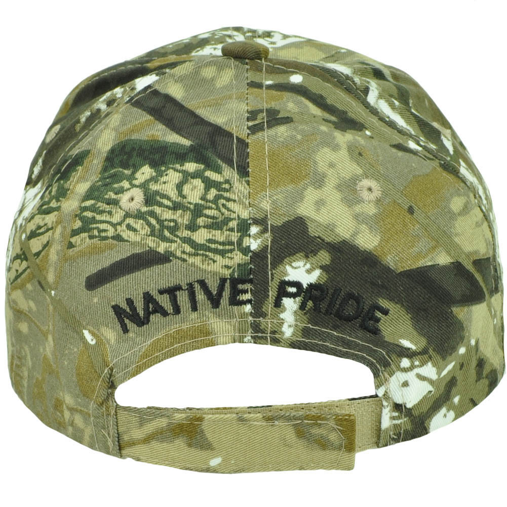 Native Indian American Pride Lone Wolf Camo Feather Animal Hat Cap ...