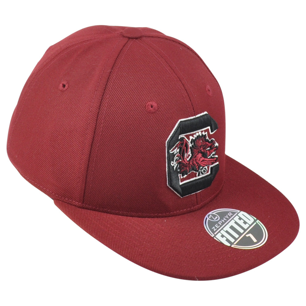 NCAA Zephyr South Carolina Gamecocks Flat Bill Adult Fitted Size Hat ...