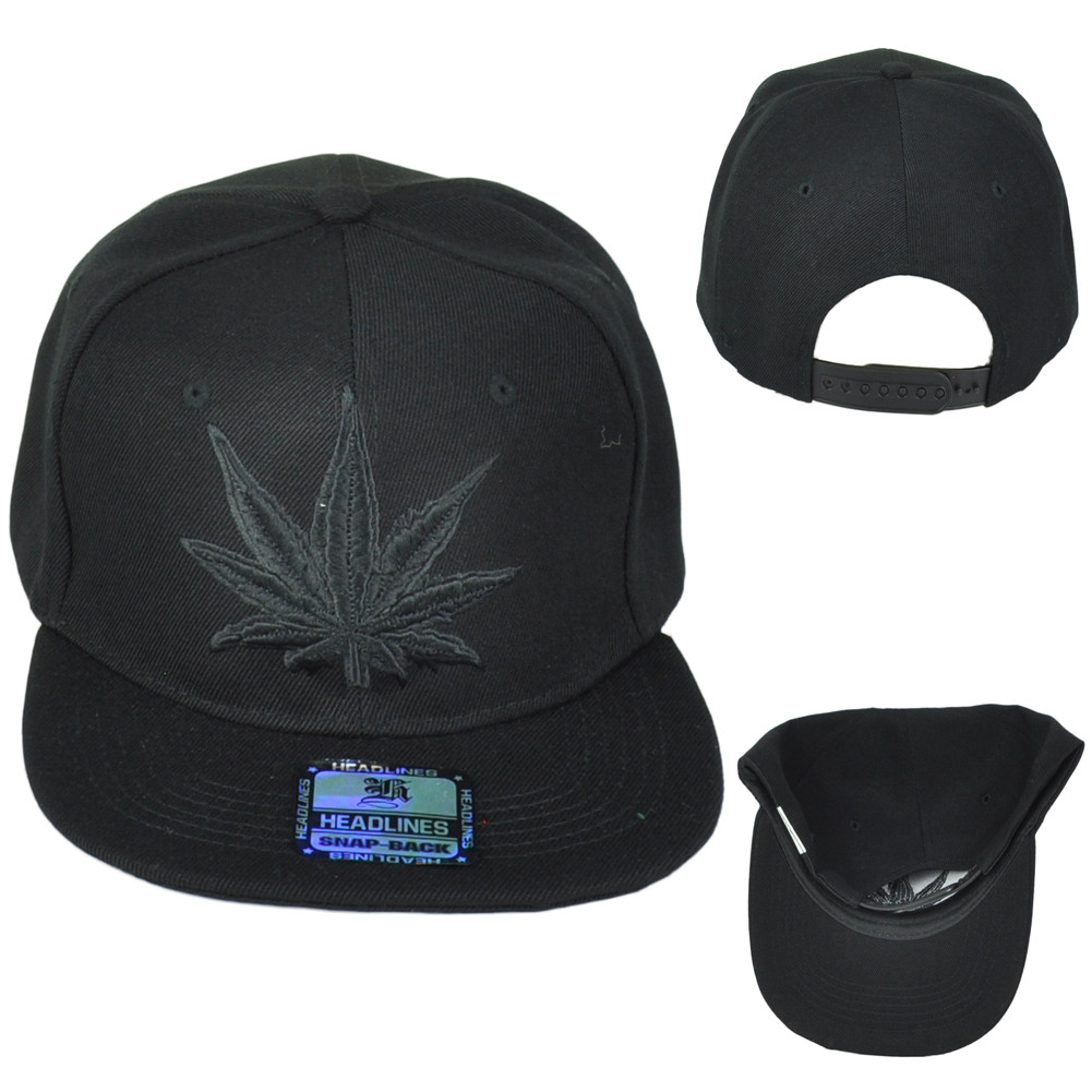 Headlines Marijuana Weed Leaf Cannabis Flat Bill Adjustable Adults Men ...