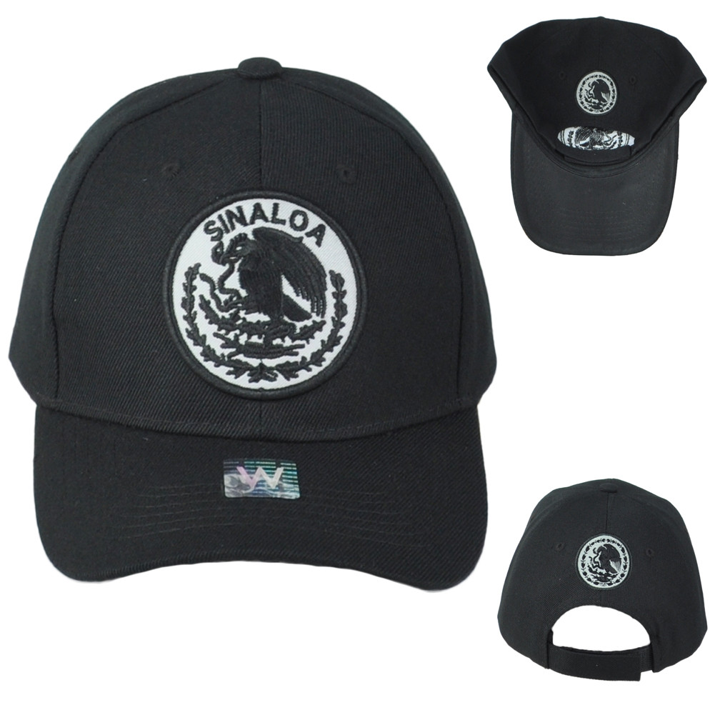Sinaloa Mexico City Shield Black Adjustable Adults Curved Bill Gorra ...