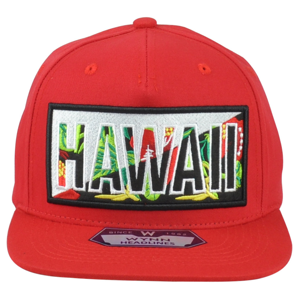 Hawaii USA Flowers State Island Aloha Red Flat Bill Adults Snapback Hat ...