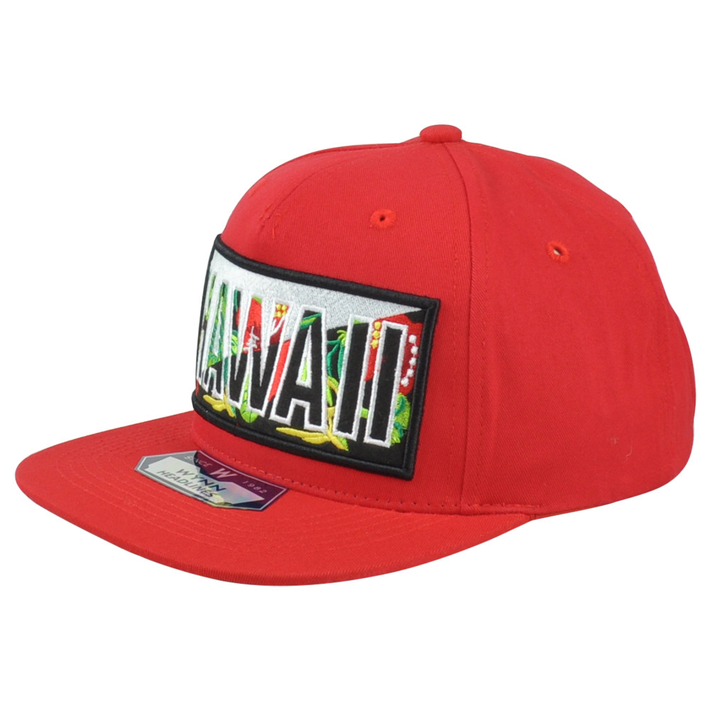 Hawaii USA Flowers State Island Aloha Red Flat Bill Adults Snapback Hat ...