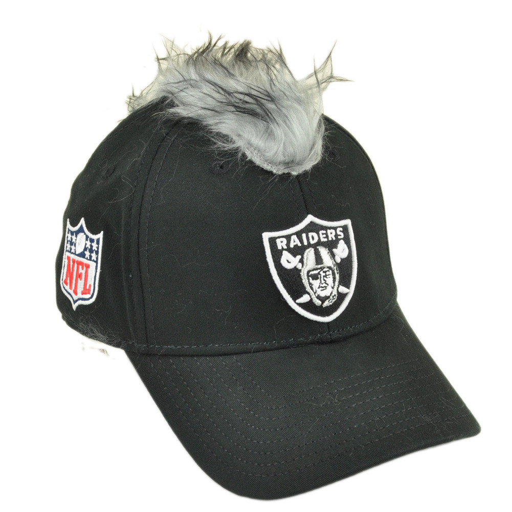NFL Oakland Raiders Spike Mohawk Flair Grey Hair Stretch Flex Fit S/M ...