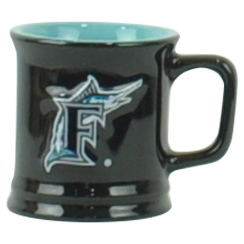MLB Florida Marlins Retro Logo 2oz Mug Shot Cup Drink Ceramic Black Set ...