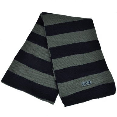 NCAA Yale Bulldogs Striped Scarf Womens Ladies Gray Navy Blue Winter ...