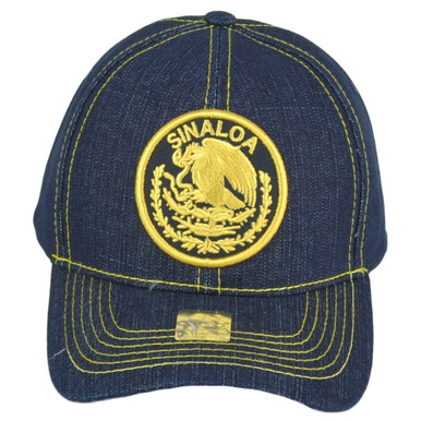 Sinaloa Mexico City State Shield Denim Blue Adjustable Curved Bill ...