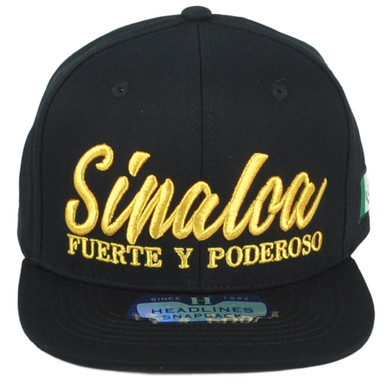 Sinaloa Fuerte Y Poderoso Mexico Flag Adjustable Flat Bill Black Gorra ...
