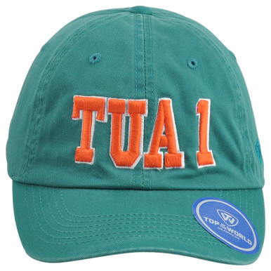 NFL Miami Dolphins Tua Tagovailoa 1 Garment Washed Teal Adjustable Hat ...