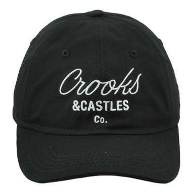 Crooks & Castles Co. Garment Washed Black Rose Adjustable Curved Bill ...