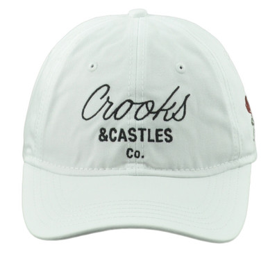 Crooks & Castles Co. Garment Washed White Rose Adjustable Curved Bill ...