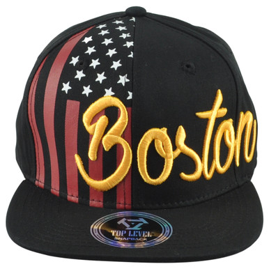 Top Level Boston City Massachusetts State Stripes Stars Adults Snapback ...