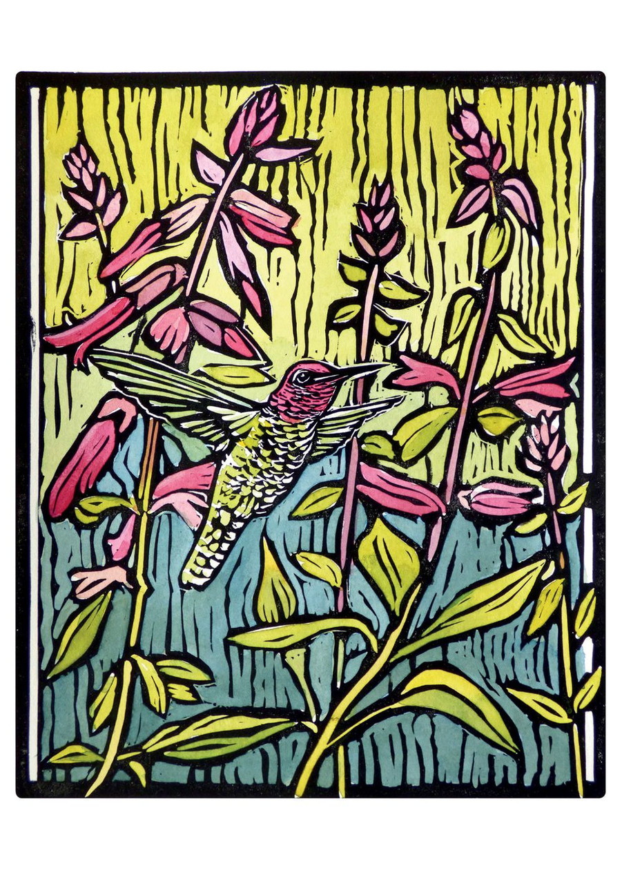 Molly Hashimoto: Anna's Hummingbird & Salvia Birthday Card - Pack of 6 ...