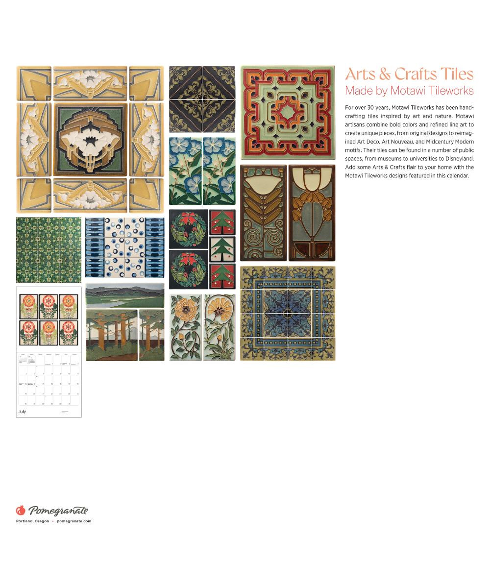 Arts & Crafts Tiles: Made by Motawi Tileworks - 2026 Wall Calendar