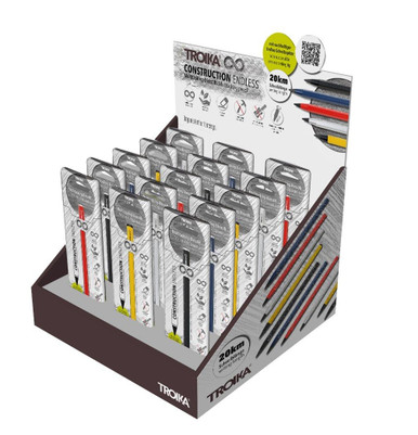 CONSTRUCTION ENDLESS PENCIL DISPLAY - 15 PCS