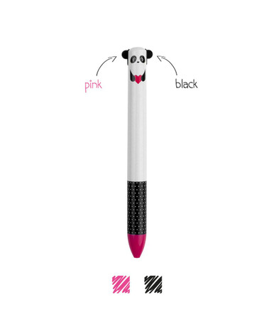 CLICK&CLACK TWO COLOR PEN - PANDA - DISPLAY 12 PCS - Pen Paper Gift