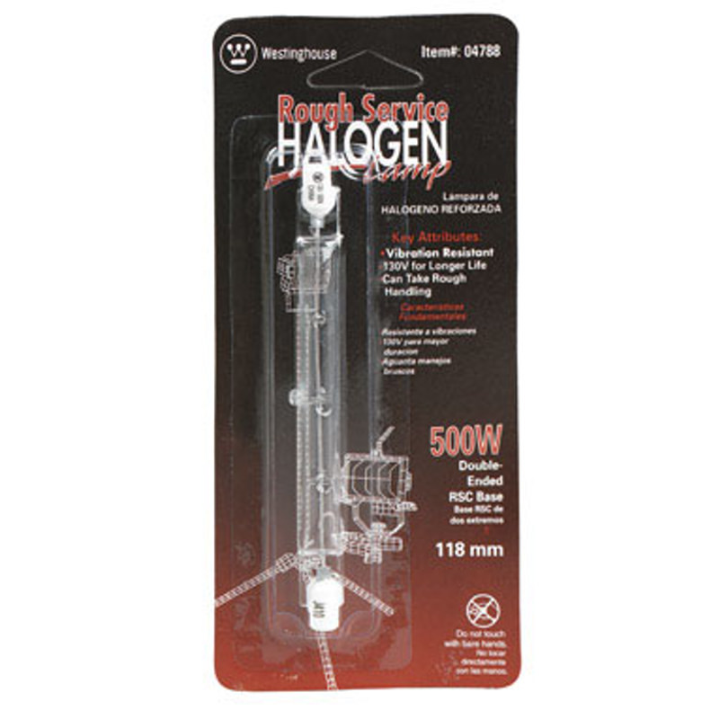500 Watt Rough Service Halogen, Double Ended, RSC Base, T-3 - No. 04788 ...