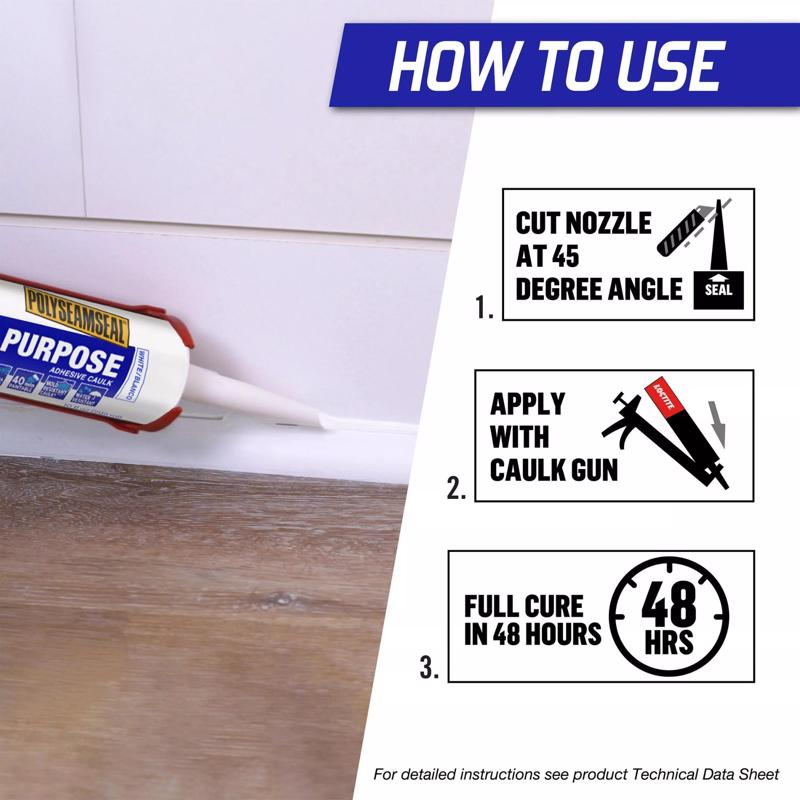 Polyseamseal White Acrylic Latex All Purpose Adhesive Caulk 10 oz - No ...