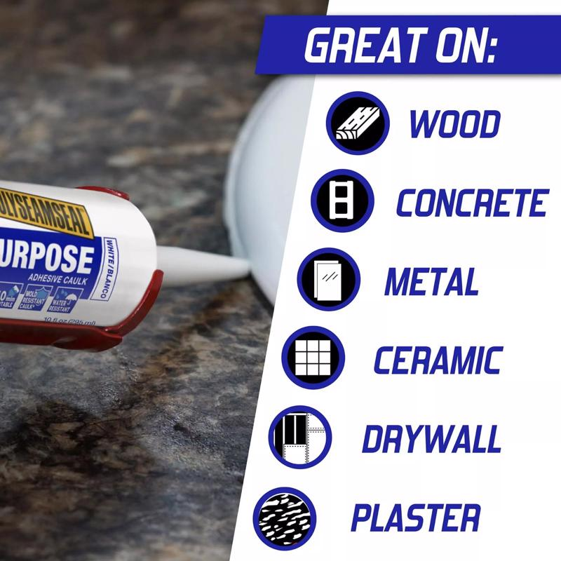 Polyseamseal White Acrylic Latex All Purpose Adhesive Caulk 10 oz - No ...